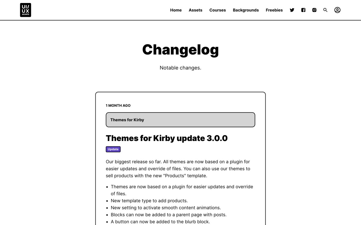 Changelog - UI/UX Assets